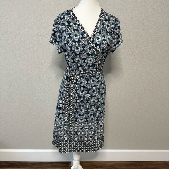 Max Studio | Dresses | Max Studio Blue And White Wrap Midi Dress | Poshmark